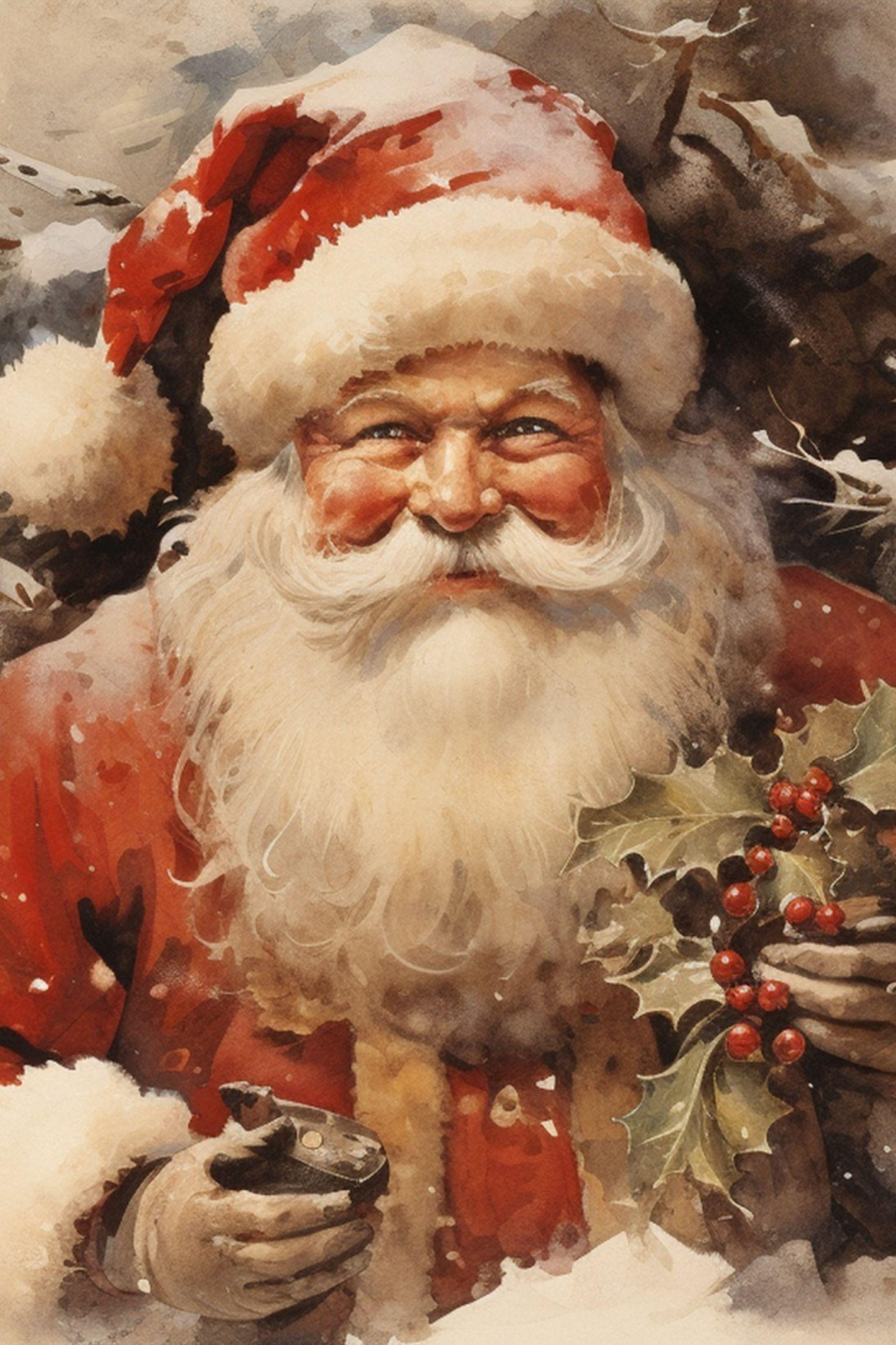 Santa Claus Portrait Print: Farmhouse Christmas Wall Art - Etsy