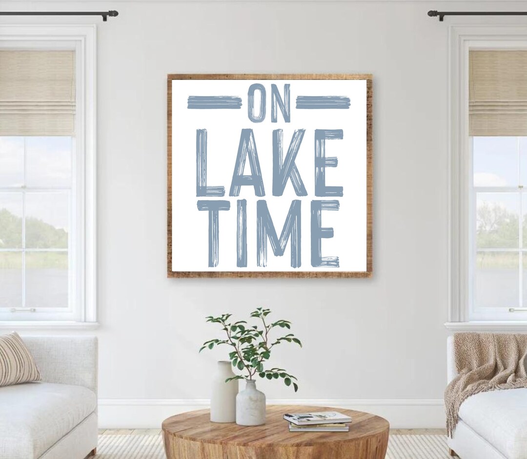 On Lake Time Wood Framed Photo, LAKE Sign, Lakehouse Decor, on Lake ...