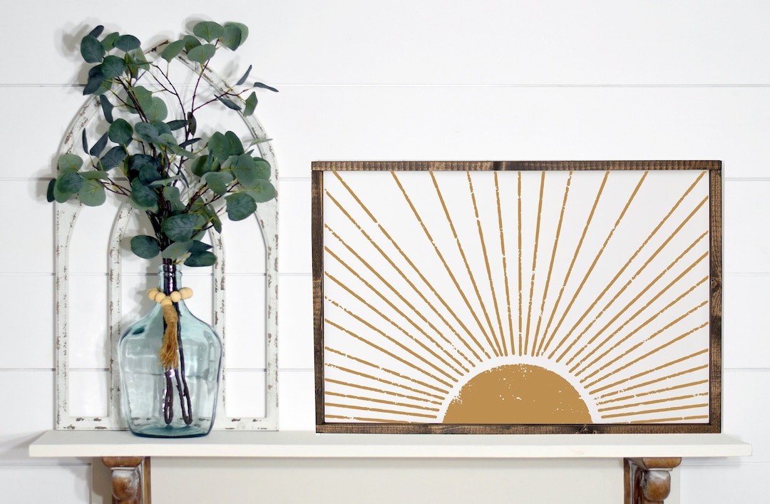 Sunburst Boho Framed Wood Sign - Etsy