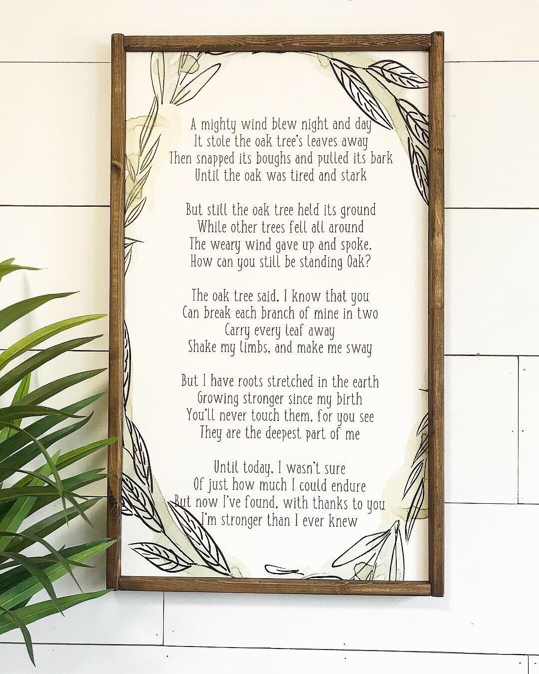 Oak Tree Poem Sign: Inspirational Wall Art - Etsy