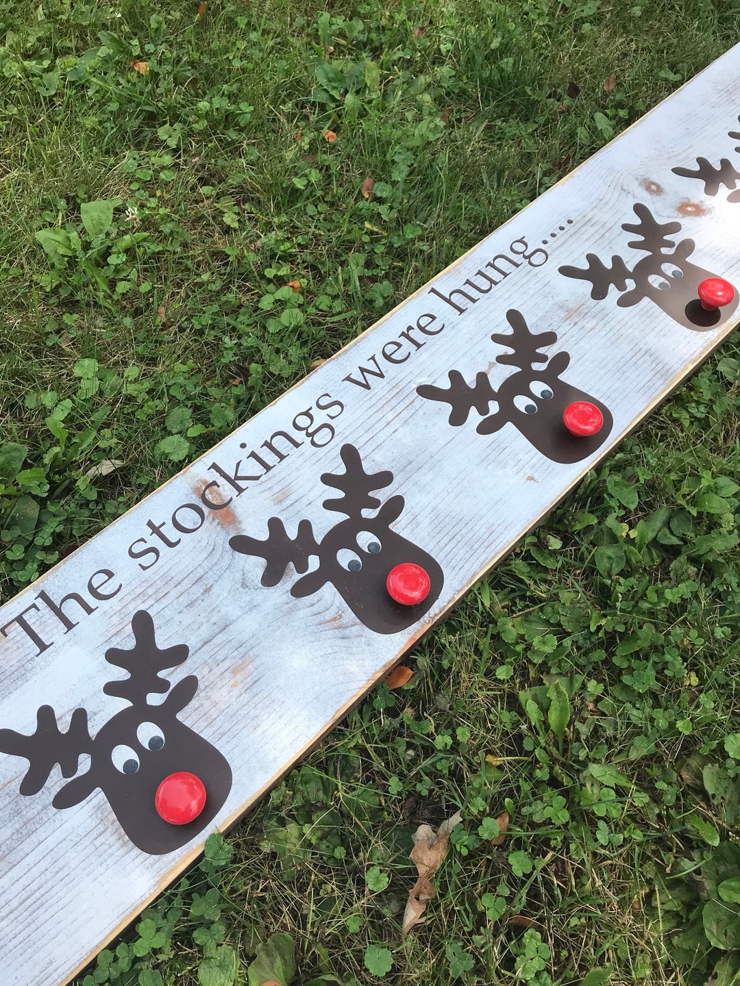 The Stockings Were Hung Reindeer Stocking Holder With Red Nose ...