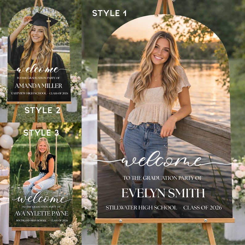 Custom Graduation Photo Welcome Sign, Class of 2026 Party Decor ...