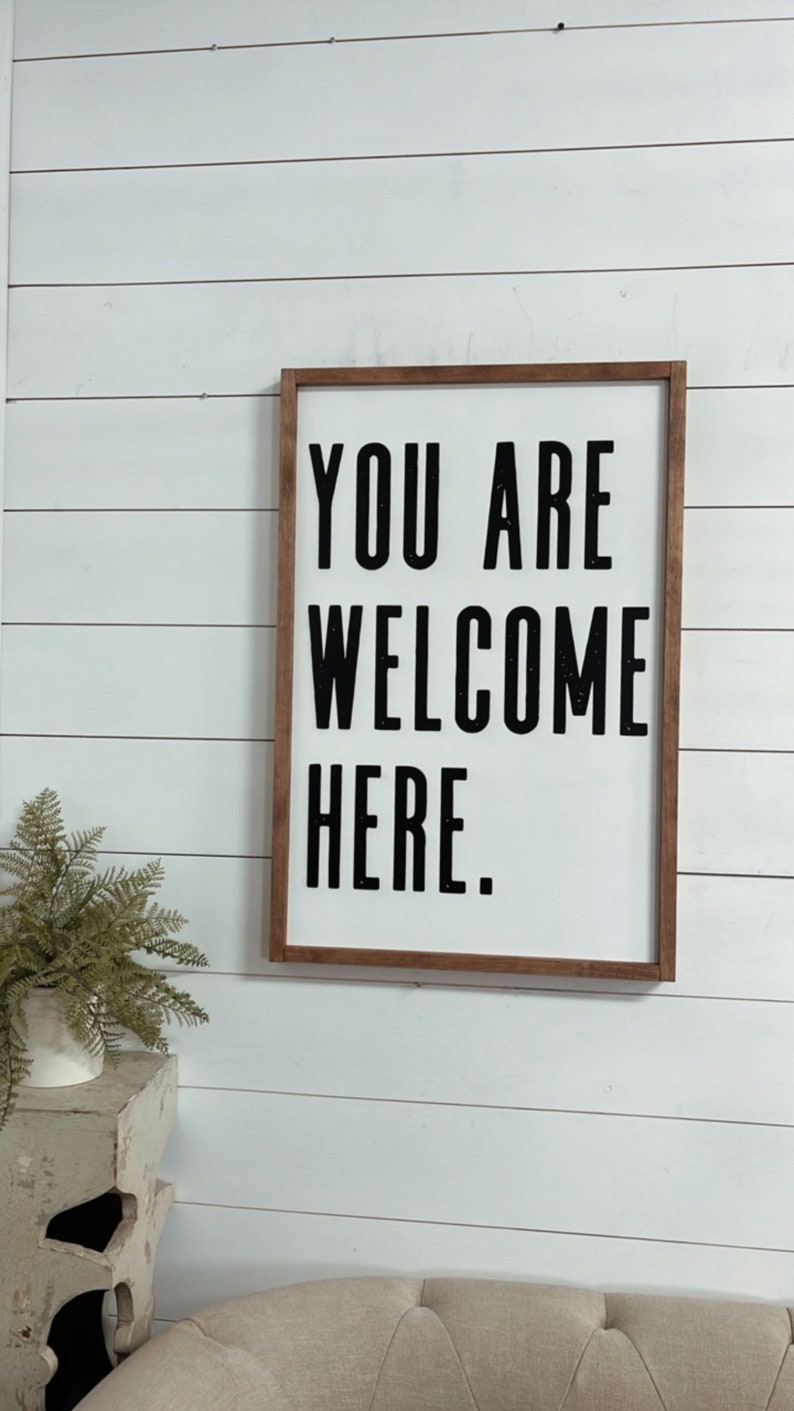 You Are Welcome Here Framed Wood Sign Welcome Sign | Etsy
