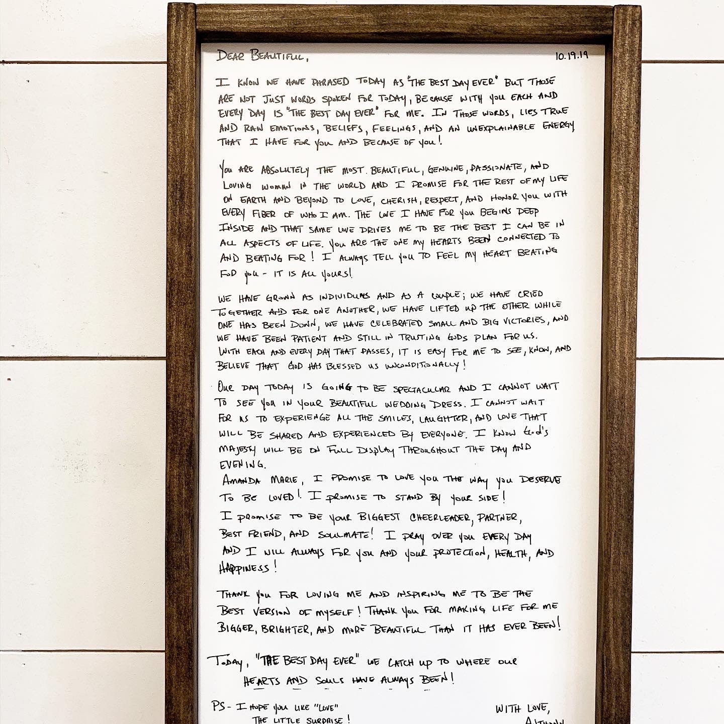 Handwritten Wedding Vows Sign With Photo: Custom Wood Wall Art - Etsy
