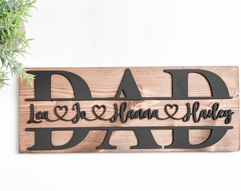 DAD We Love You Sign With Kids Names, Personalized Dad Sign, Sign With ...