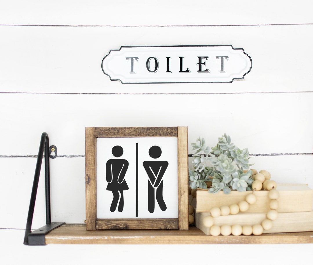 Need to Potty Stick Figures Sign | Funny Bathroom Sign | Gender Sign ...