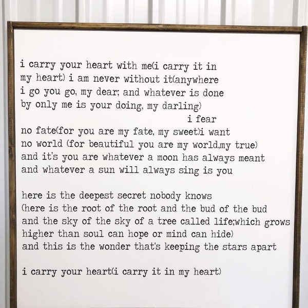 I Carry Your Heart Wall Art - Etsy