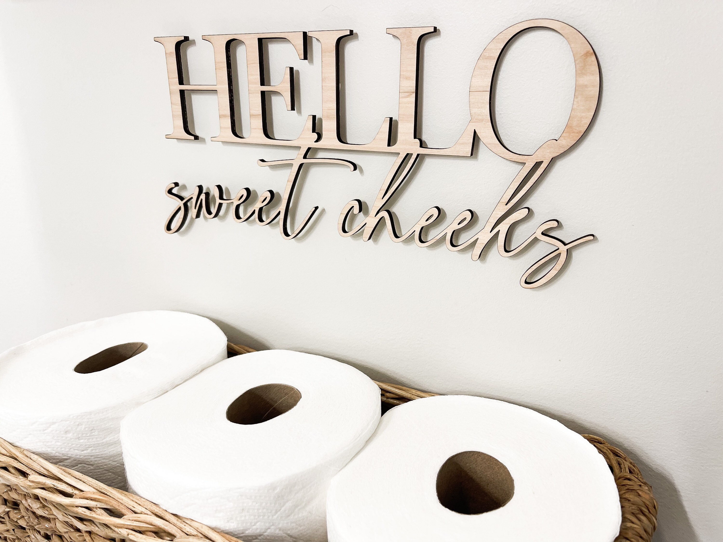 Hello Sweet Cheeks Bathroom Wall Cutout Funny Bathroom Decor | Etsy