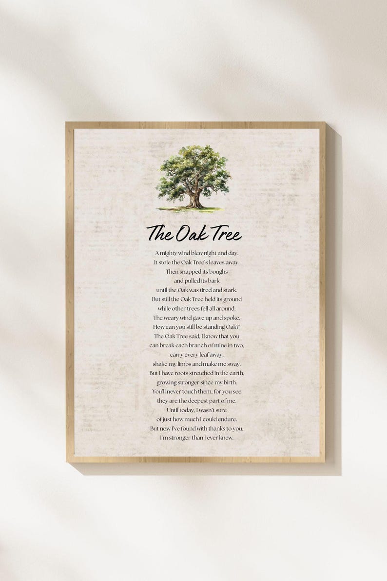 Oak Tree Poem Print: Vintage Nature Wall Art - Etsy