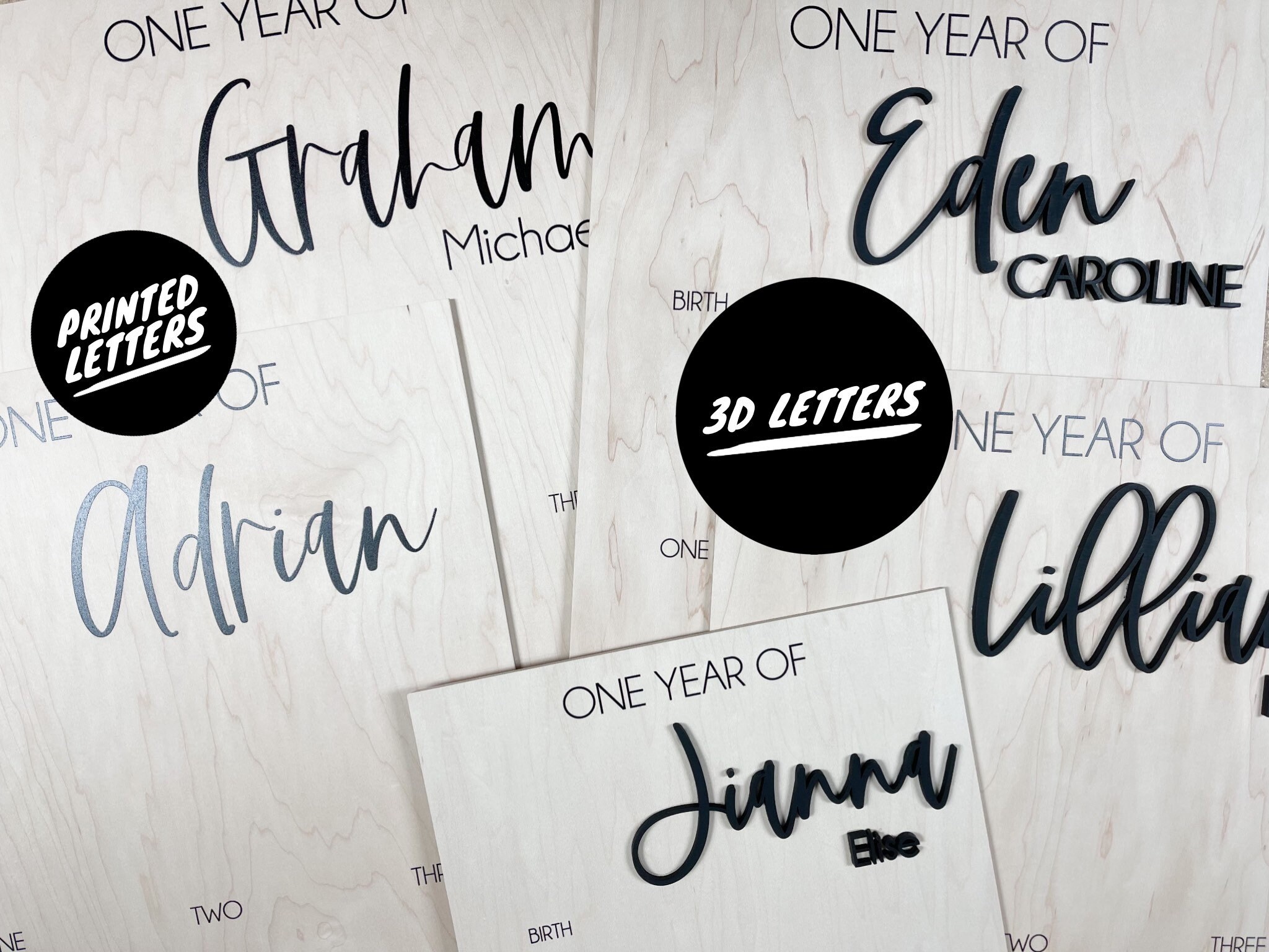 One Year of Baby Modern Arch First Birthday Sign First | Etsy