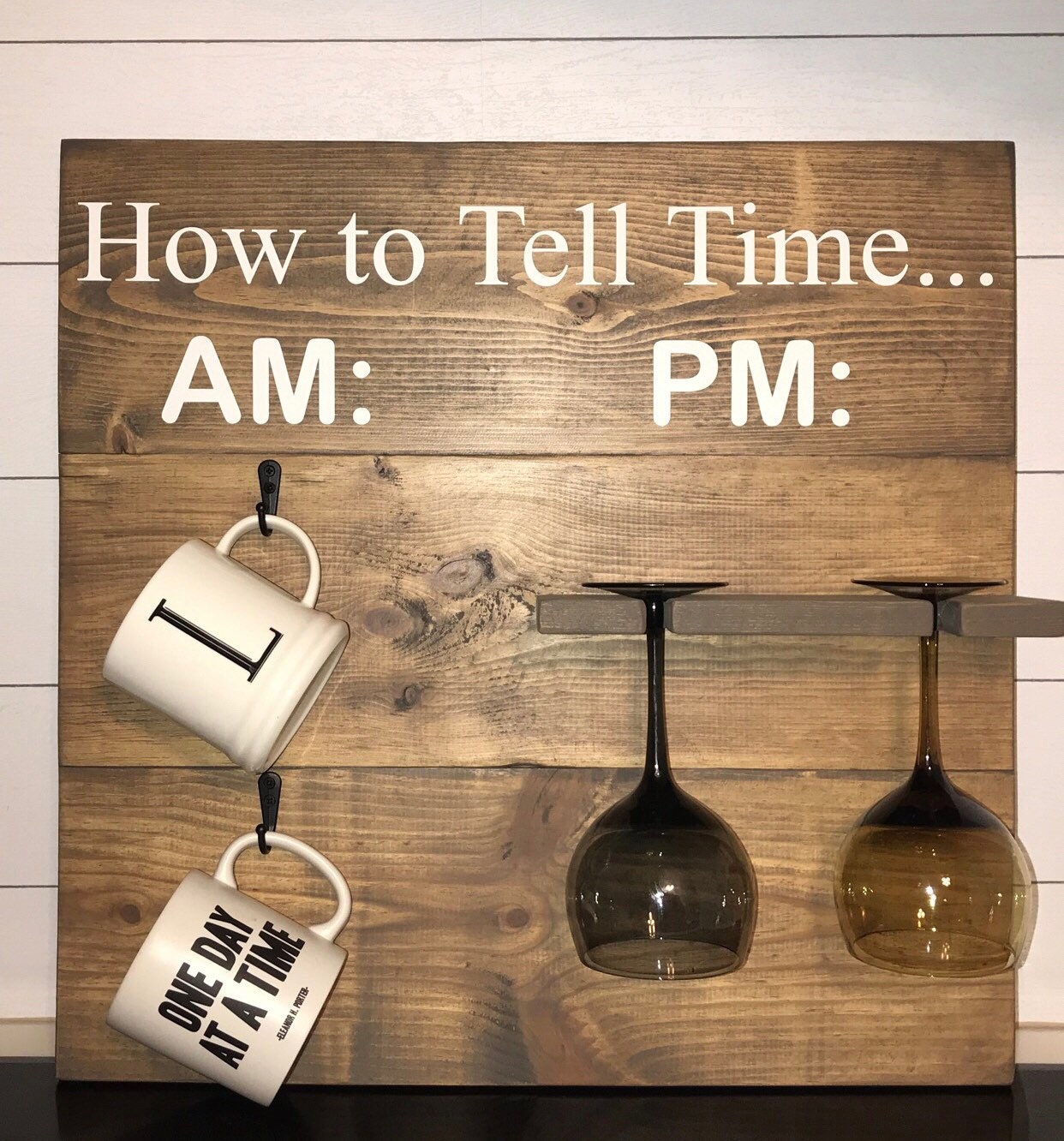 How To Tell Time AM PM sign Coffee Mug Display Wine Glass | Etsy