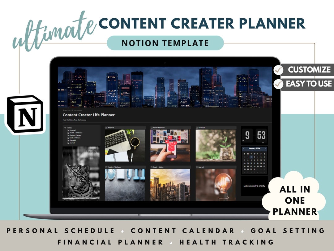 Ultimate Content Creator Planner | All in One Notion | Social Media ...