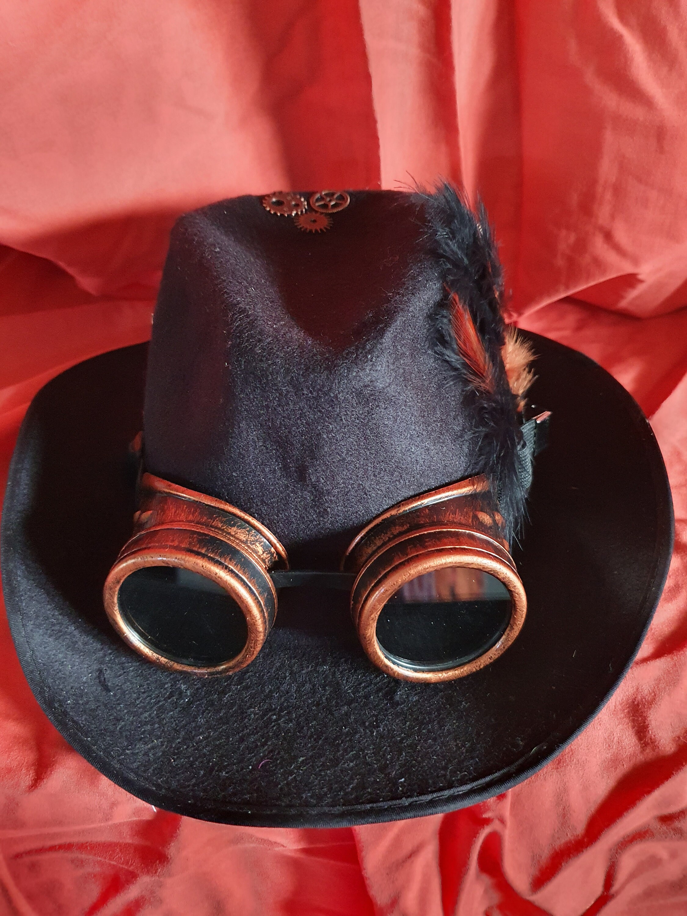 New. Steampunk, Goth, Festival Black Fedora Hat, Satin Lined, With ...