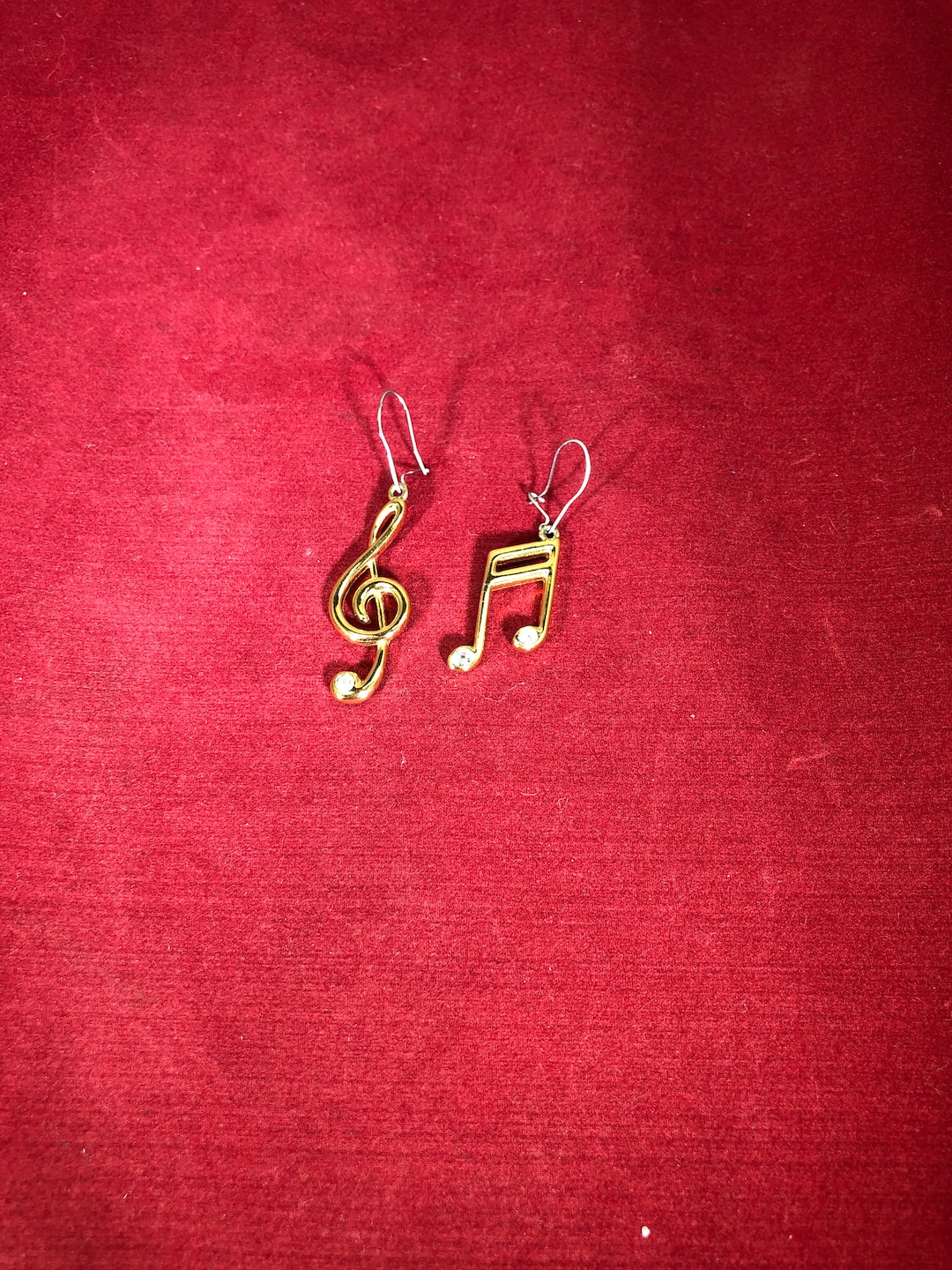 Vintage-earrings-dangle-gold-musical Notes-rhinestones-jewelry ...