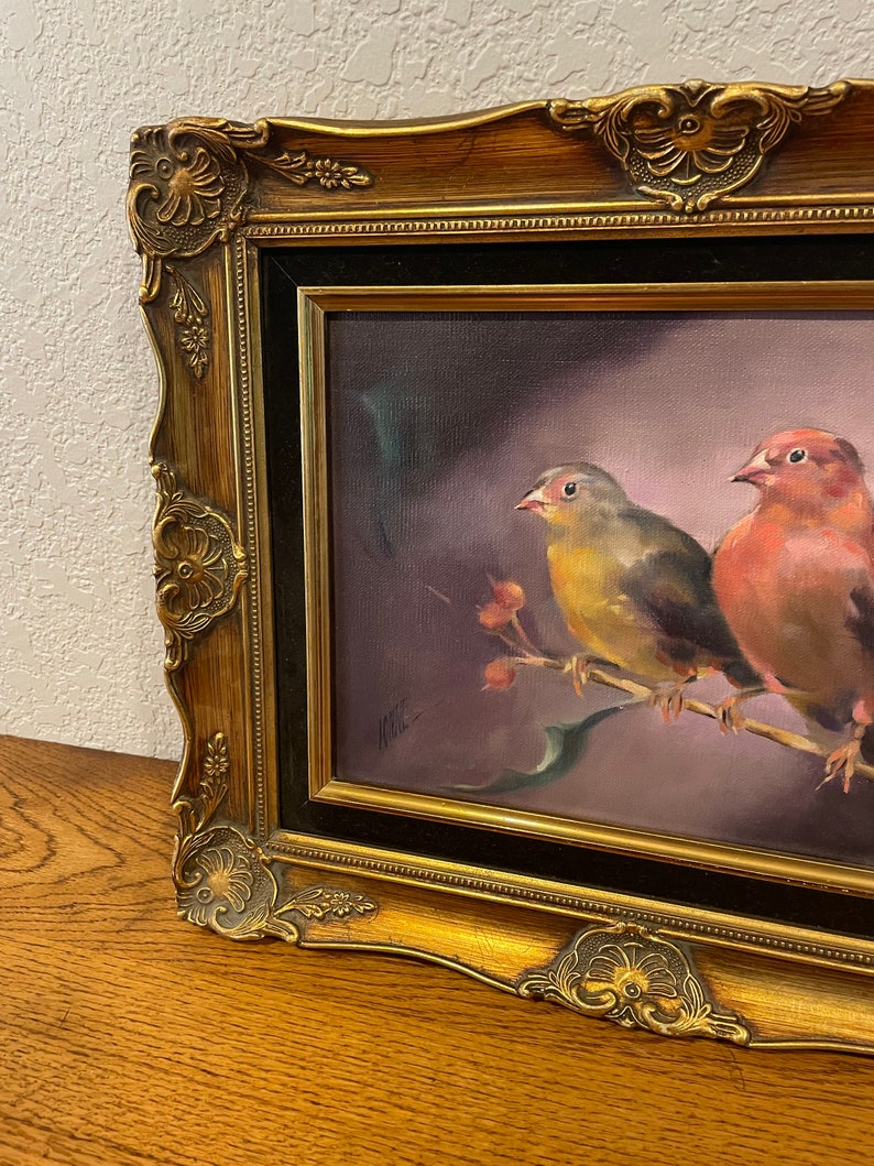 Vintage-picture-birds-framed-signed-wall Decor-home Decor - Etsy