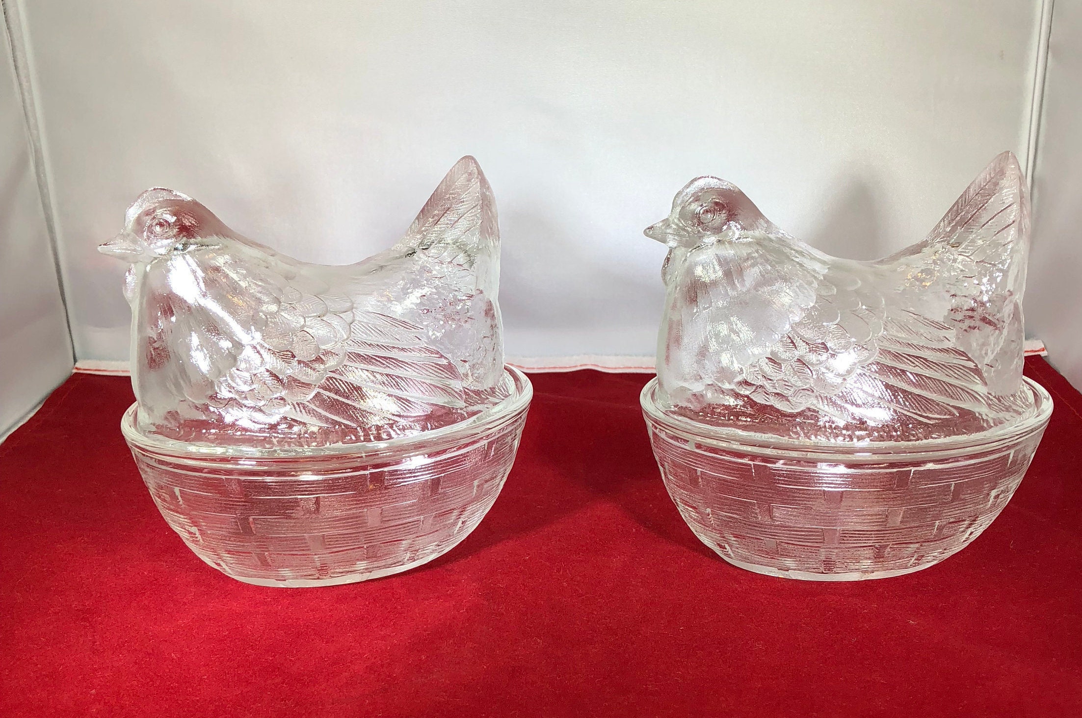 2-vintage-glass-nesting Chicken-candy | Etsy