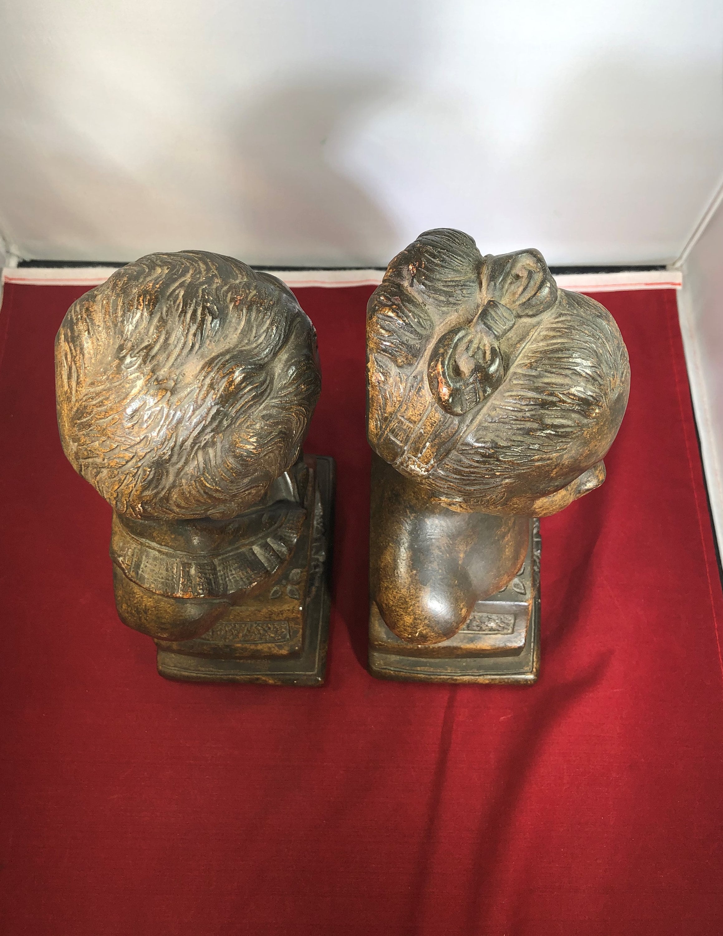 Vintage-busts-boy-girl-bookends-bronze-antiqued - Etsy