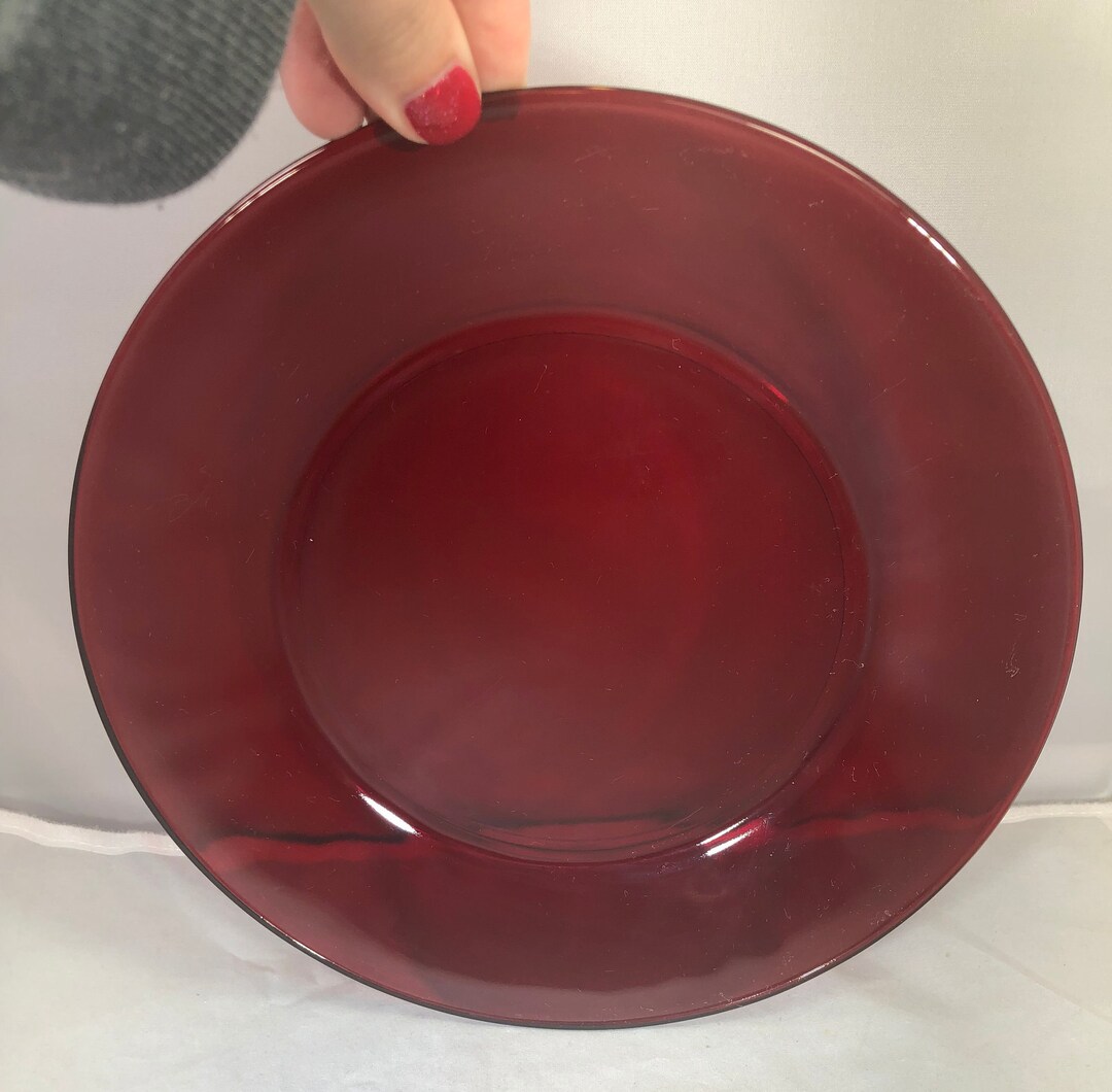 Vintage-ruby Red-plates-bowl-serving Ware-home Decor-glassware - Etsy