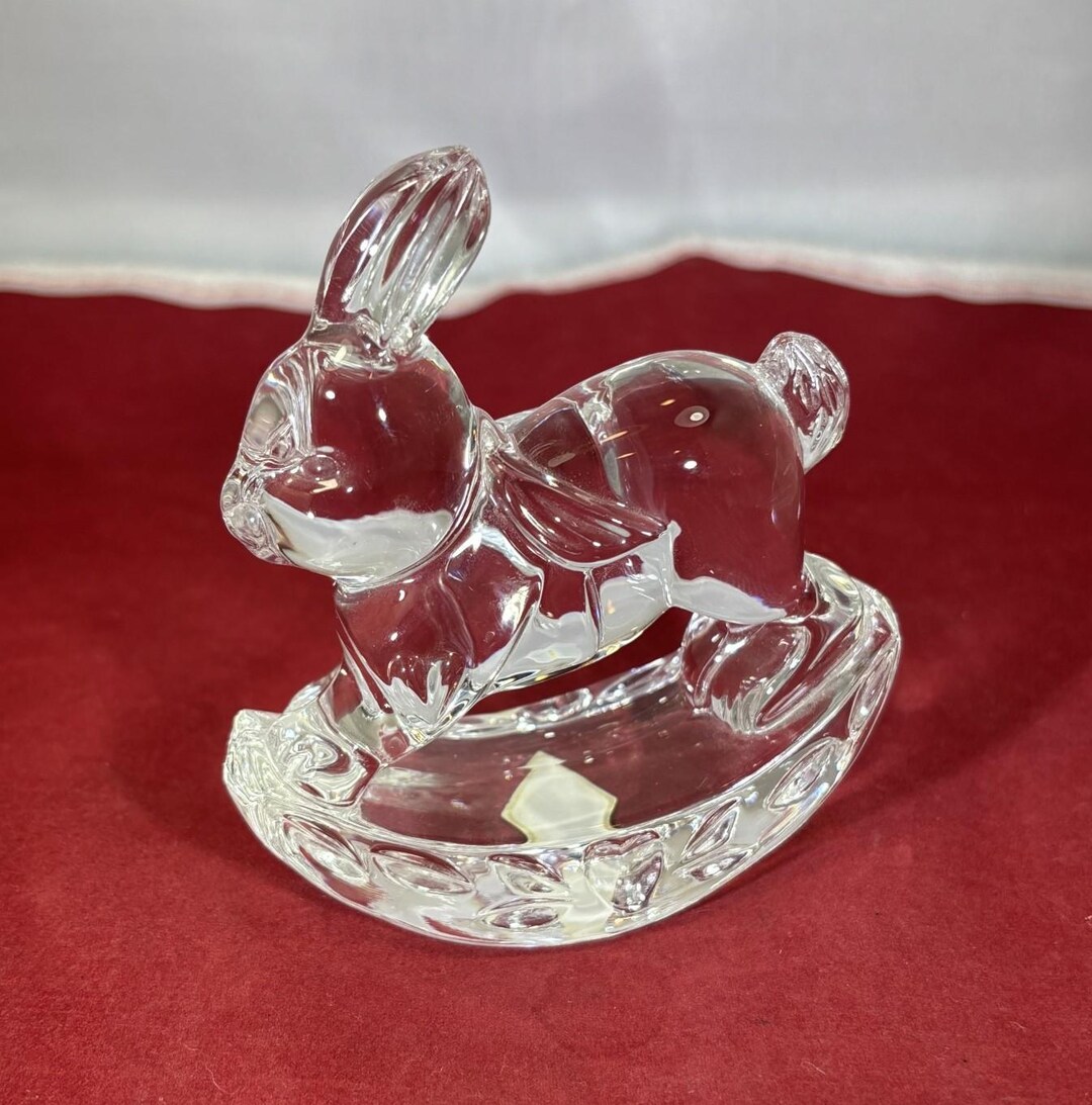 Vintage-figurine-rocking Rabbit-jonal-paperweight-germany-clear-glass ...