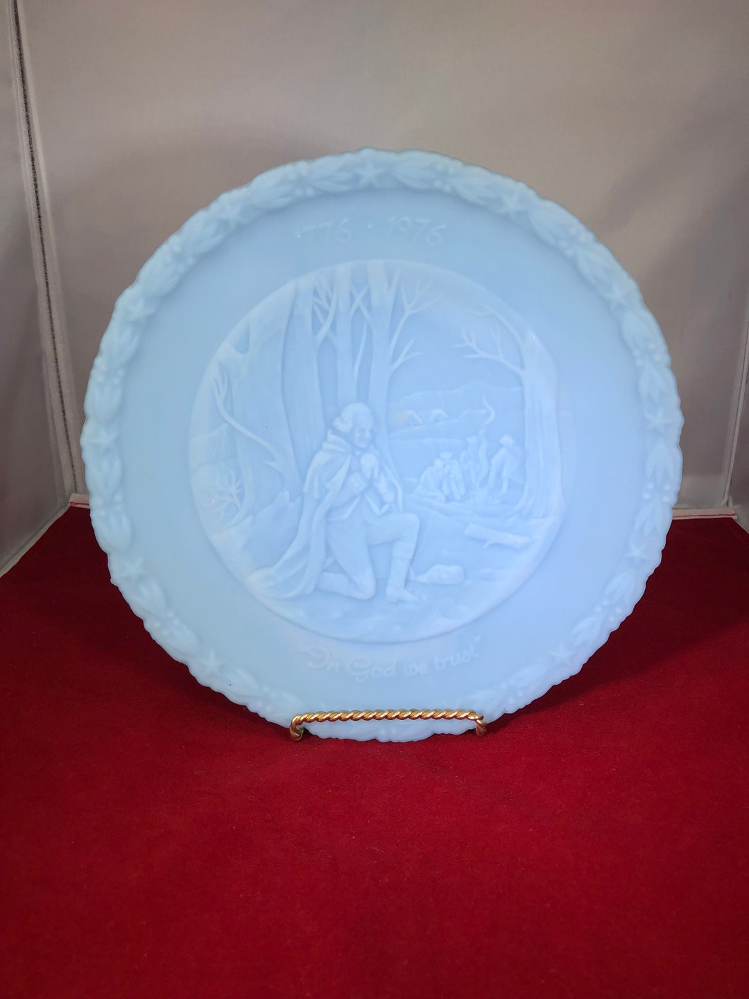Vintage-4-fenton-blue-plates-bicentennial Series-proclaim Liberty ...