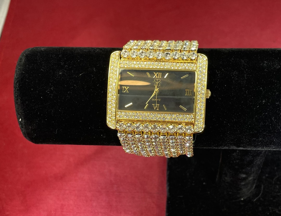 Vintage-watch-gold-rhinestones-jewelry-accessories - Etsy