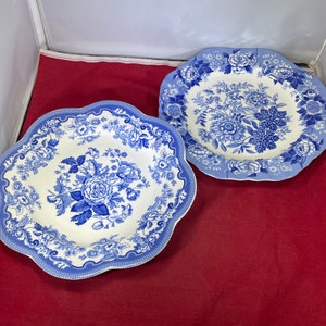 Vintage-2-plates-blue and White-spode-garden Collection-british Flowers ...