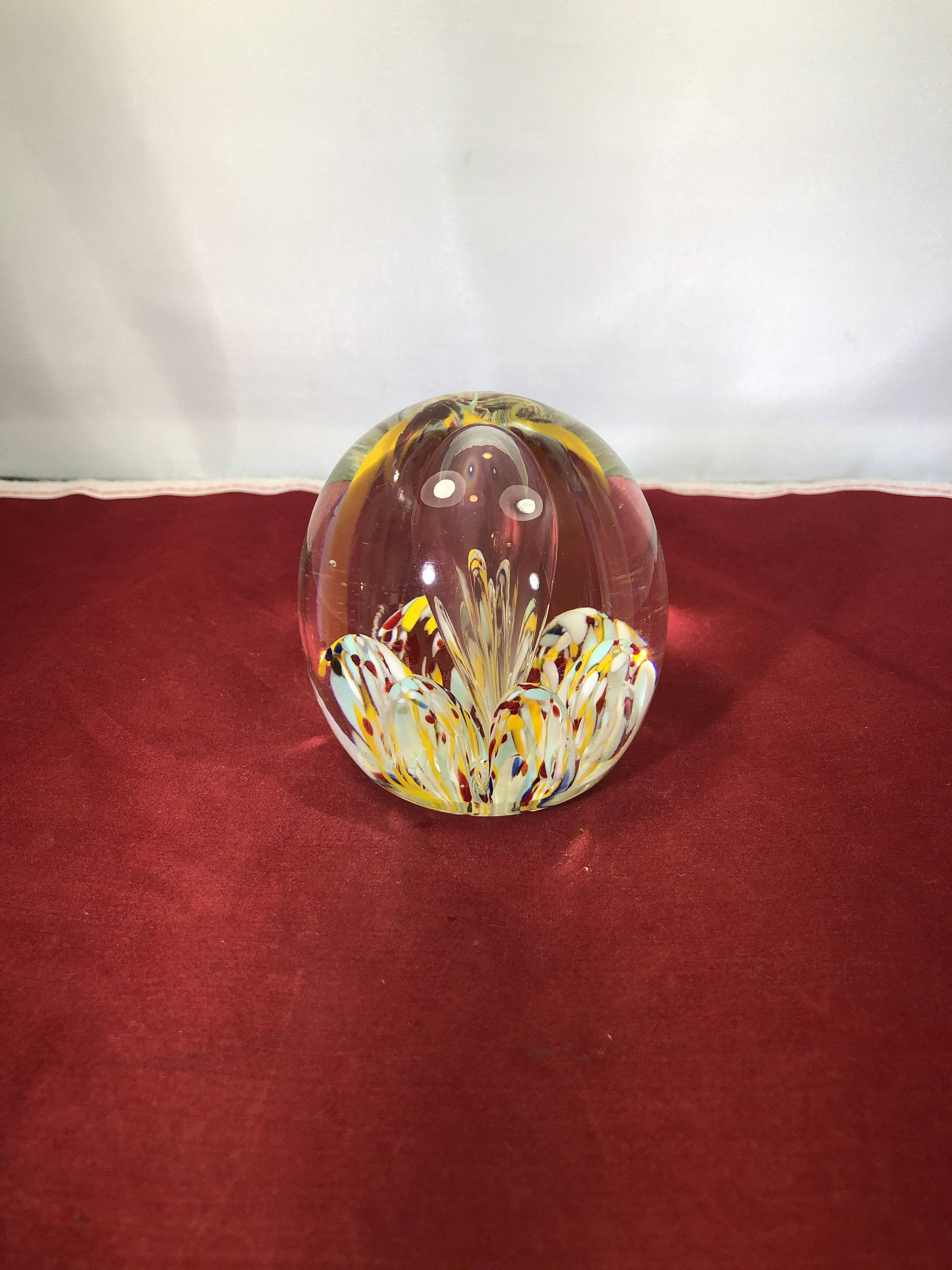 PAPERWEIGHT Glass Blue Orange and White Vintage Office Free Shipping ...