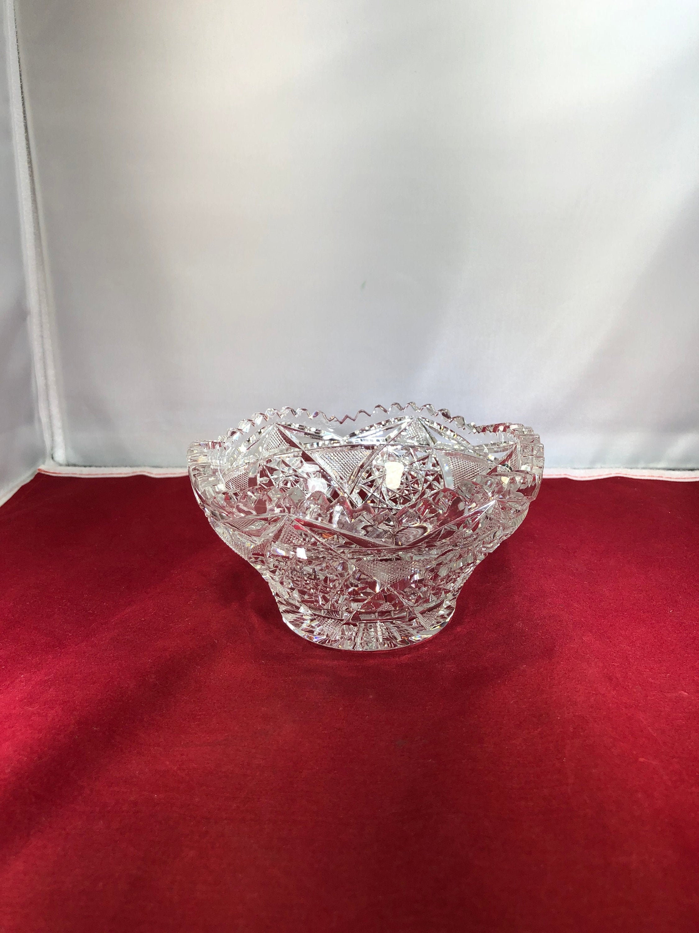 Bowls Vintage-Candy Dish-Clear-Glass-Saw tooth-8 point star-Home Decor ...