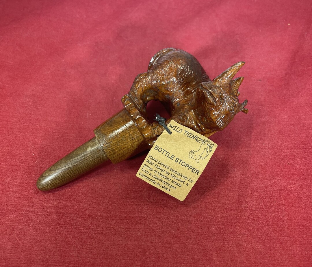 Vintage-wood-brown-rhino-wild Thingz-hand Carved-africa-wine Stopper ...