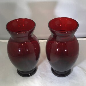Vintage-2-ruby Red-vases-glass-home Decor - Etsy