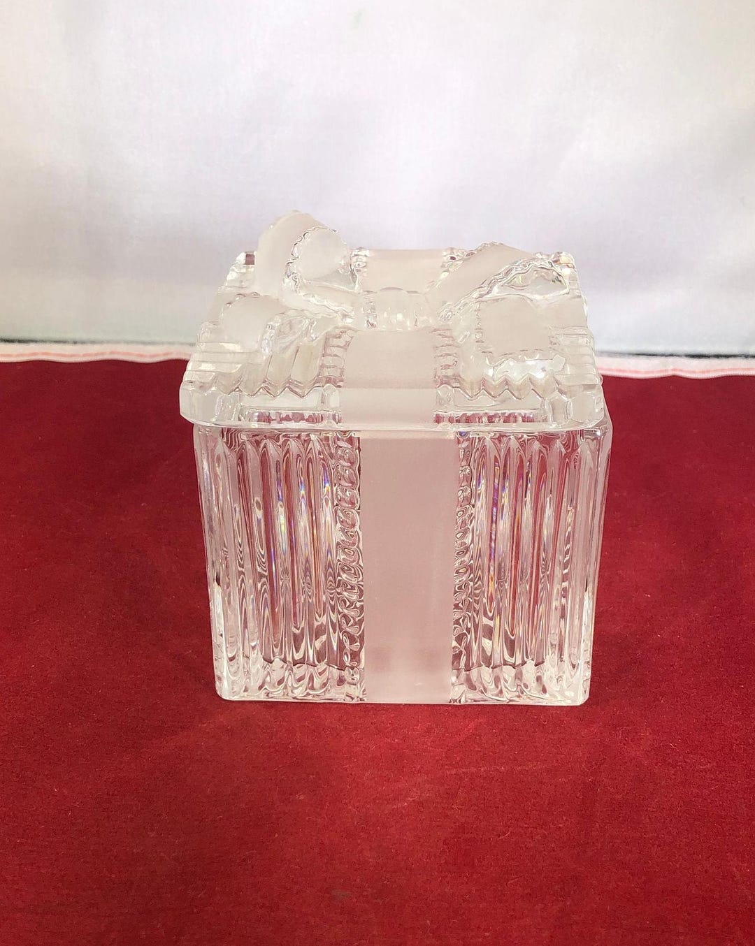Vintage-trinket Box-clear-glass-frosted-poland-24% Lead Crystal-box ...