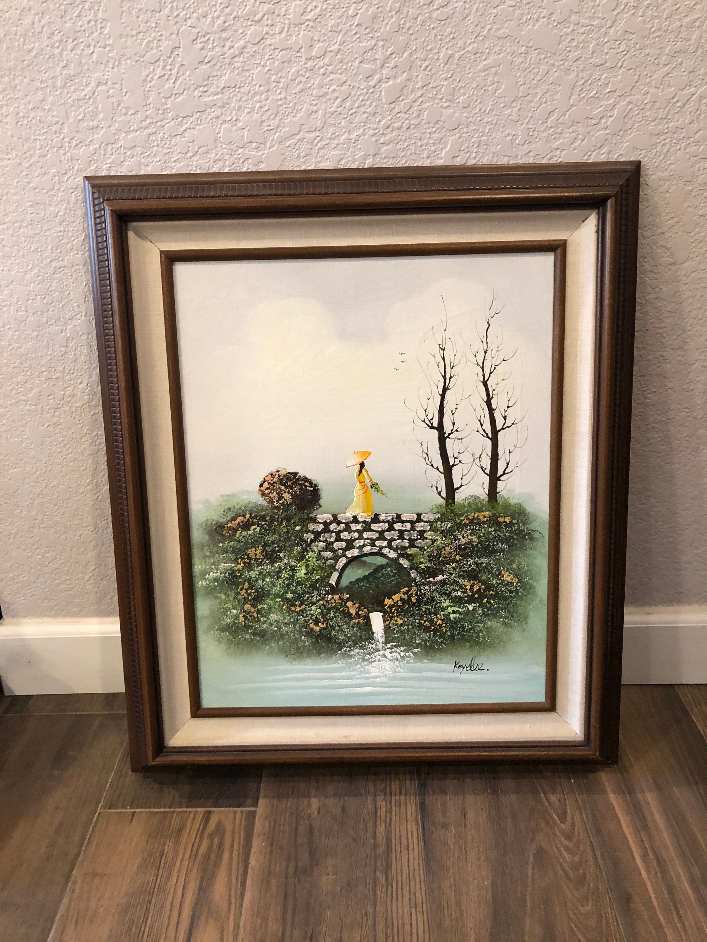 Vintage-oil Painting-girl-yellow Dress-signed-keyelee-brown Frame ...