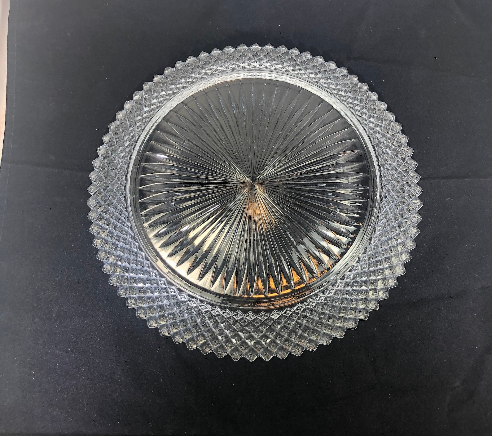 Vintage-1-clear-glass-plate-diamond Pattern-hocking-serving Ware ...