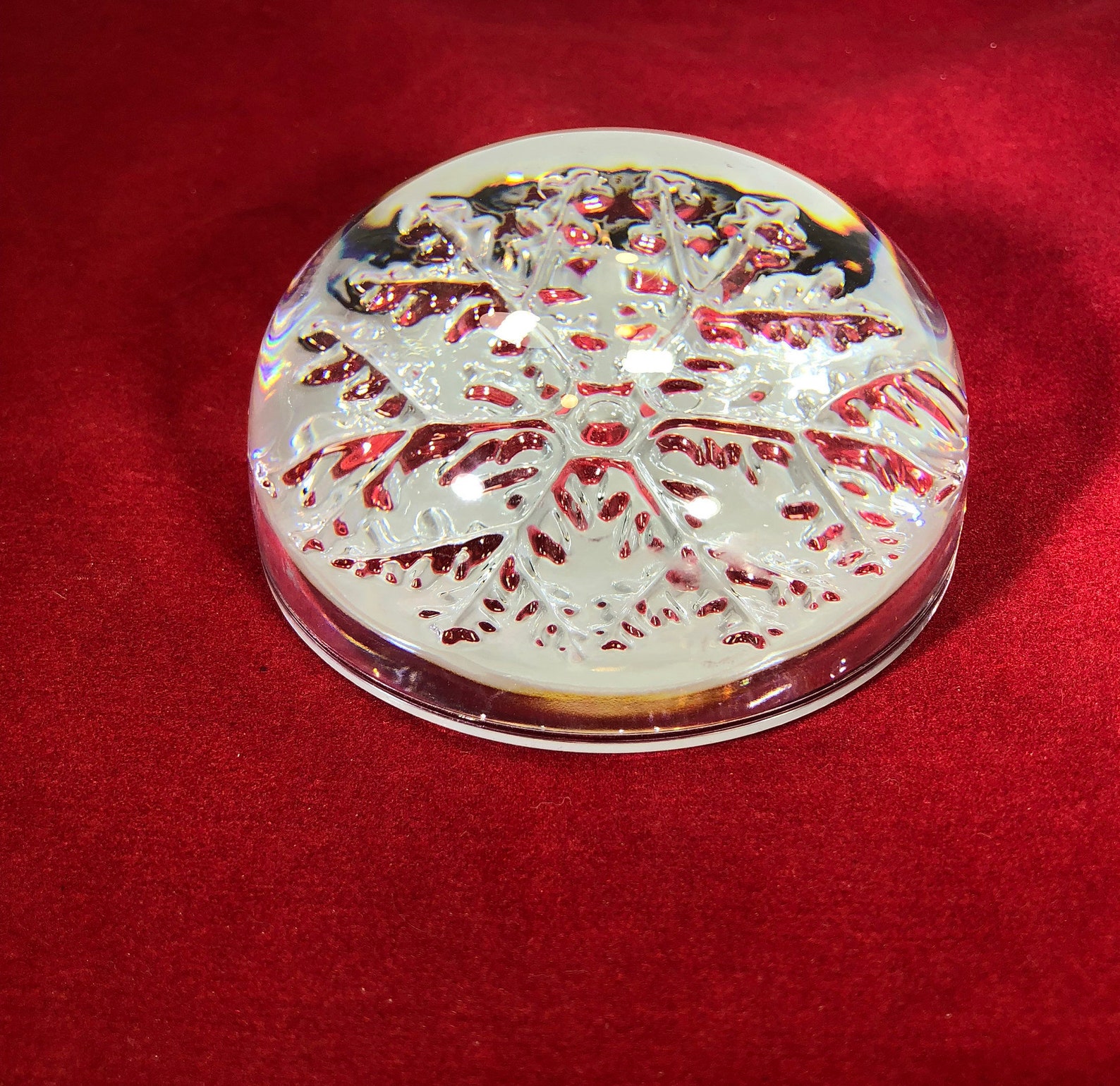 Vintage-snowflake-white-clear-paperweight-home - Etsy