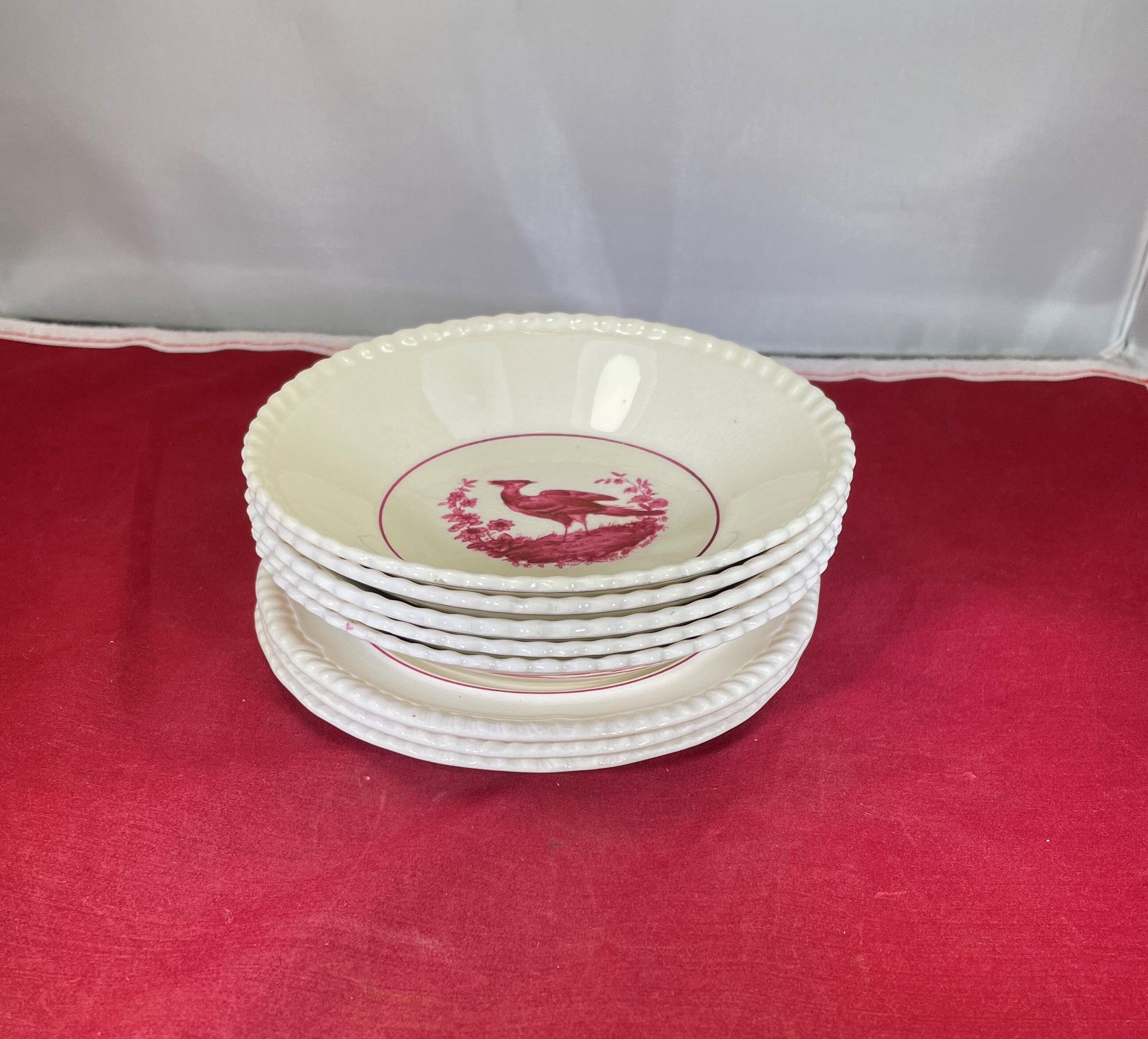 Vintage-copeland-spode-dishes-red-bird-flowers-plates-serving - Etsy