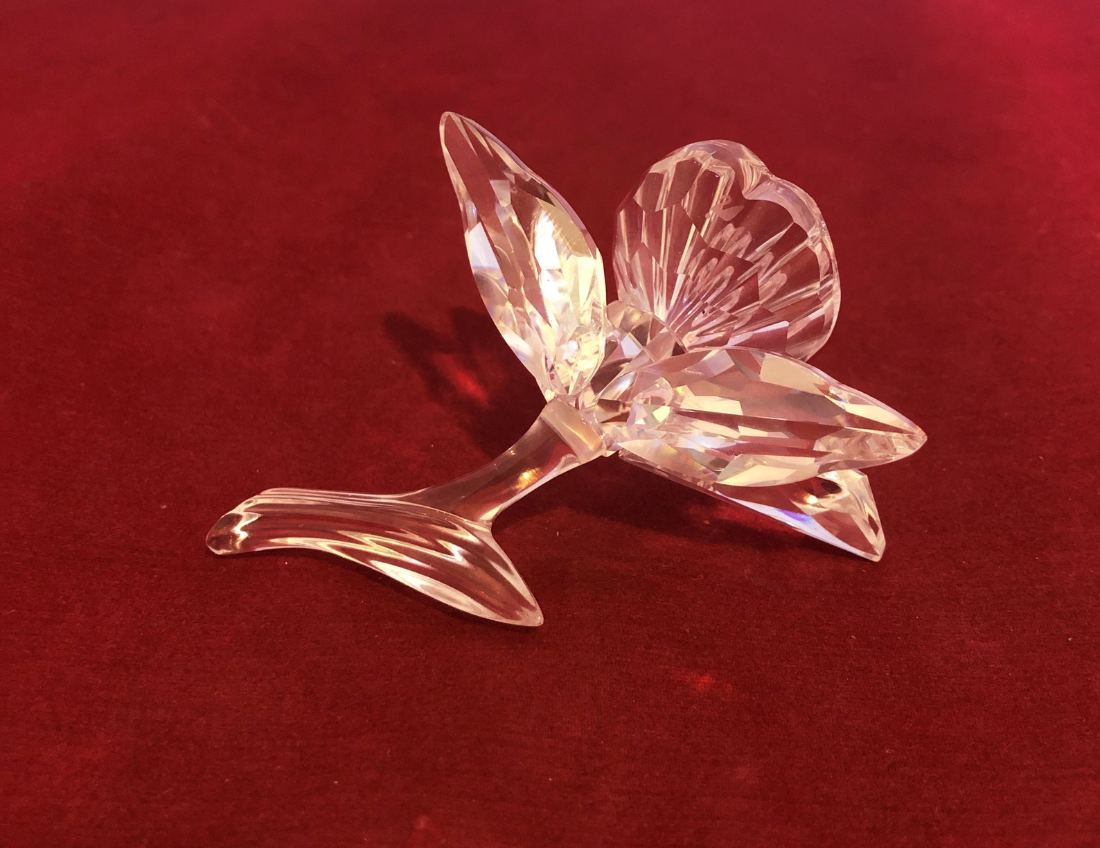 Vintage-swarovski-orchid-pink-flower-crystal-clear-figurine-re - Etsy