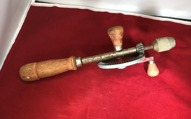 Vintage-hand Drill-tool-primitive-home Decor-red-collectibles | Etsy