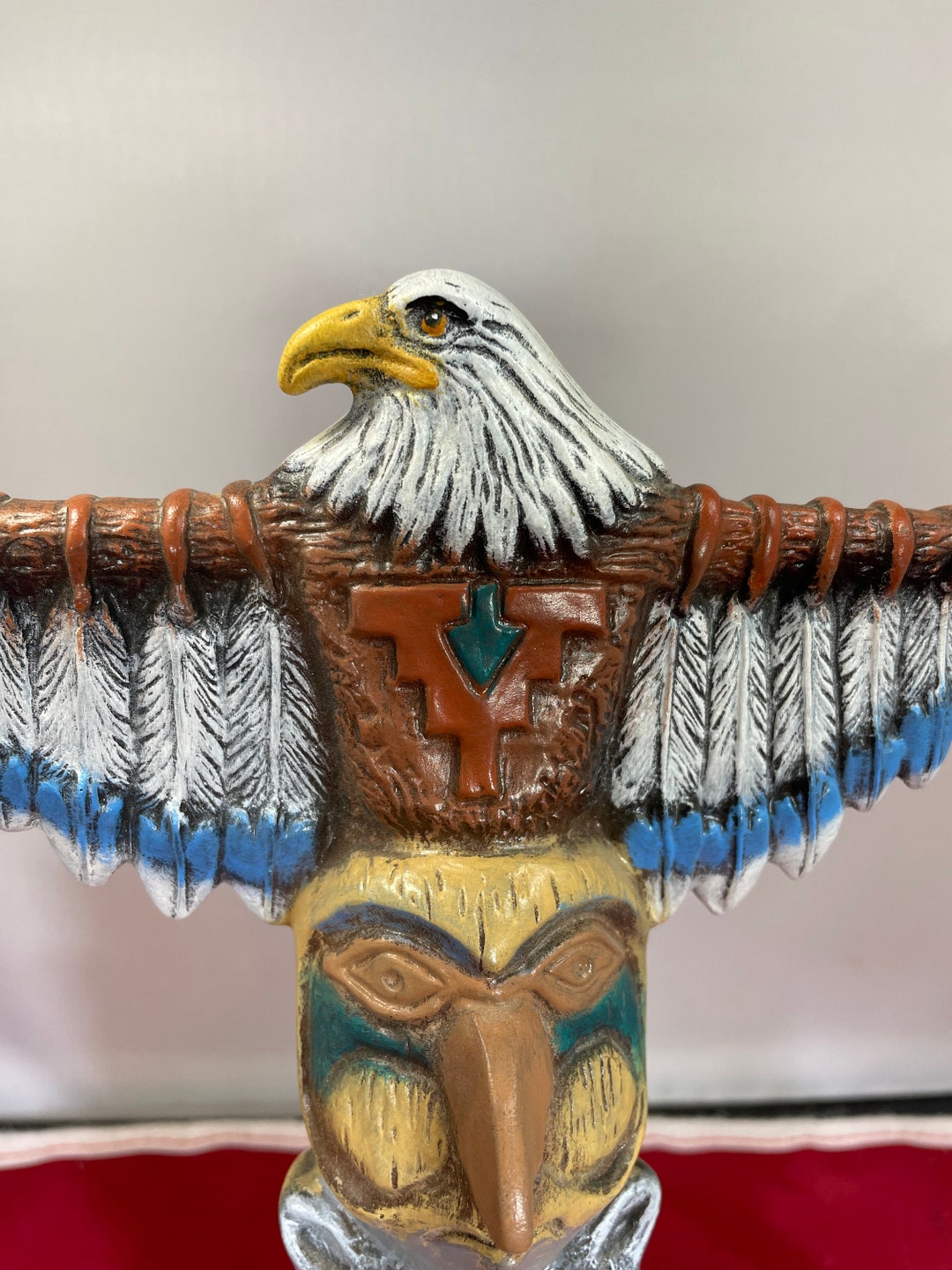 Vintage-totem Pole-resin-eagle-wings-raccoon-figurine-home Decor - Etsy