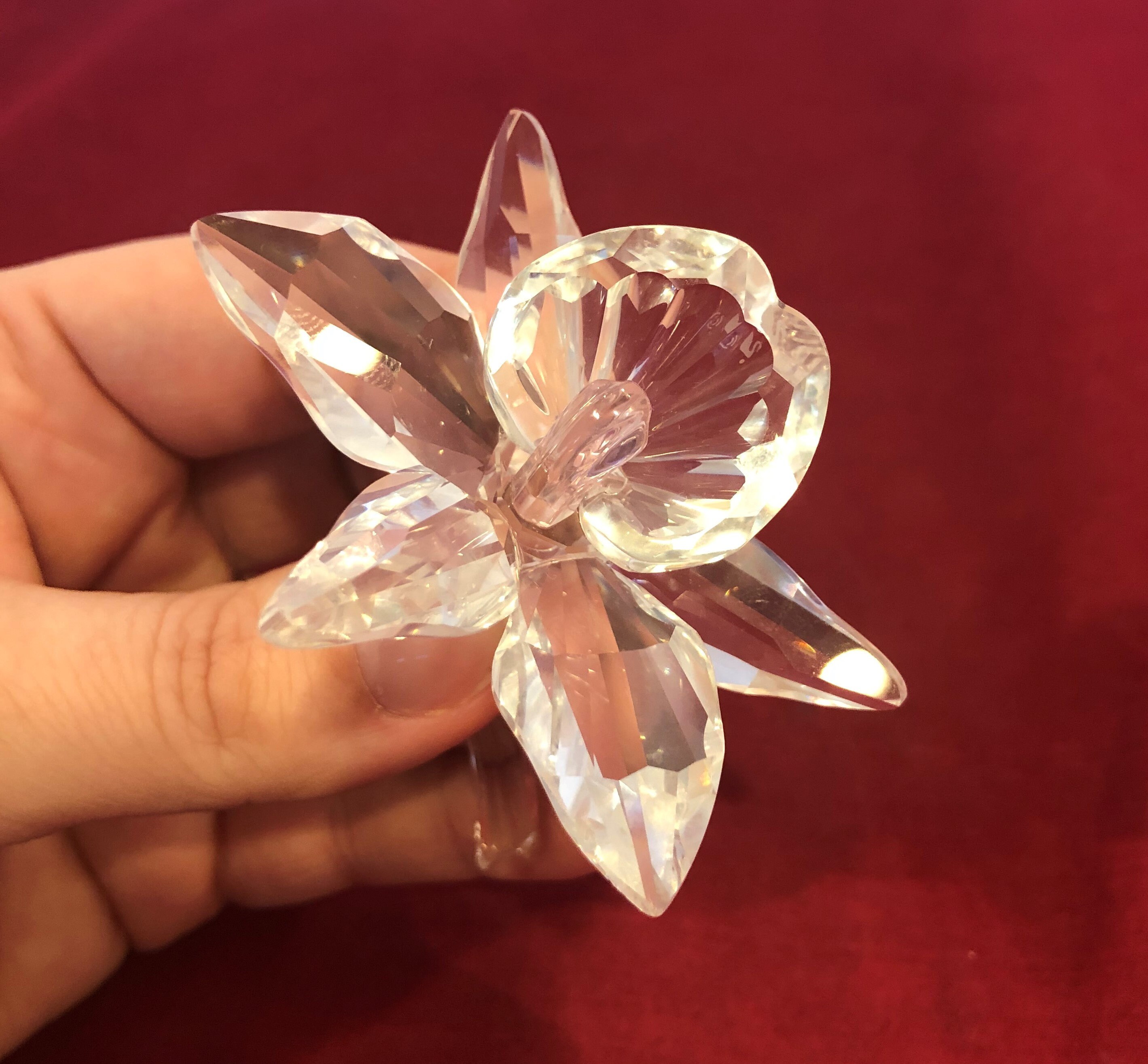 Vintage-swarovski-orchid-pink-flower-crystal-clear-figurine-retired ...