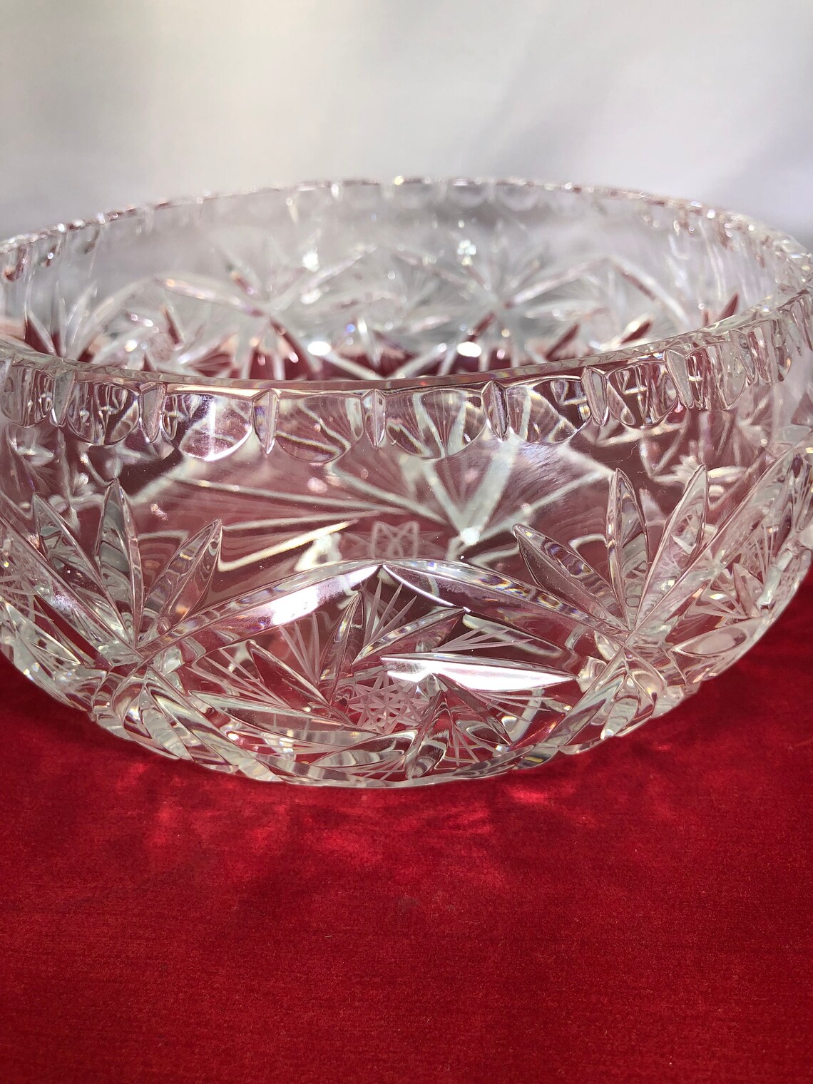 Vintage-crystal-bowl-clear-glass-8 Point - Etsy