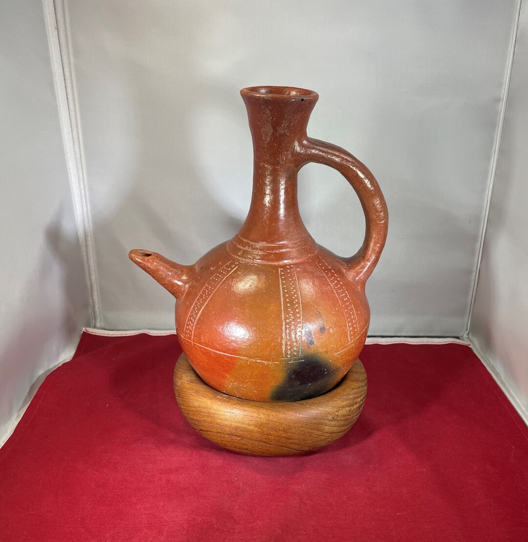 Vintage-pitcher-stand-pottery-wood-home Decor - Etsy