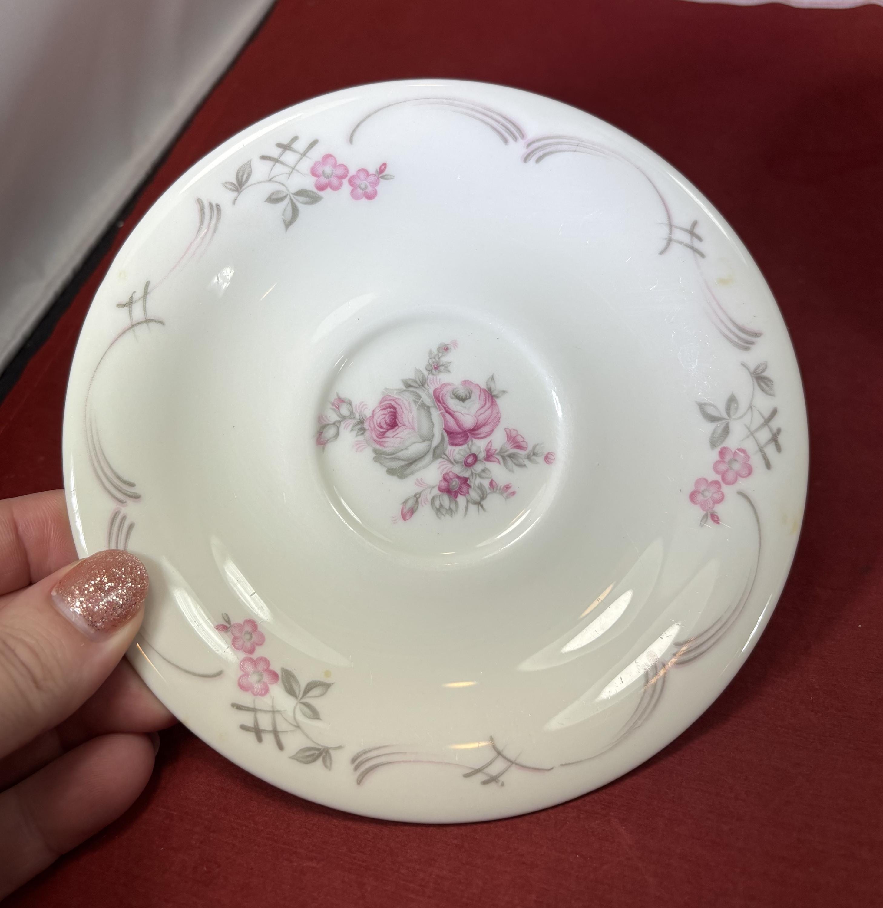 Vintage-teacup and Saucer-castleton-china-belrose-flowers-serving Ware ...