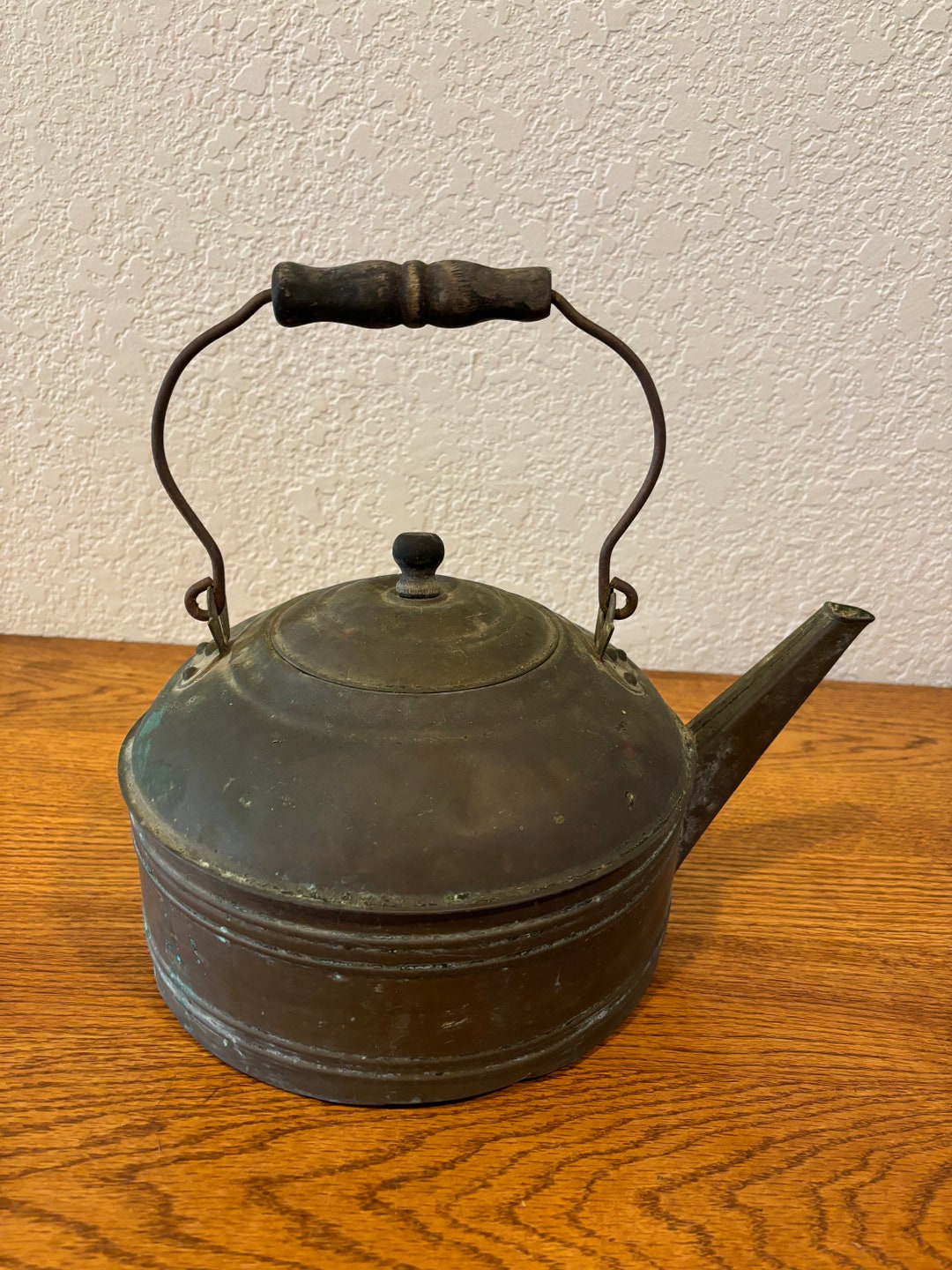 Vintage-teapot-primitive Decor-metal-brown-black Handle-home Decor - Etsy