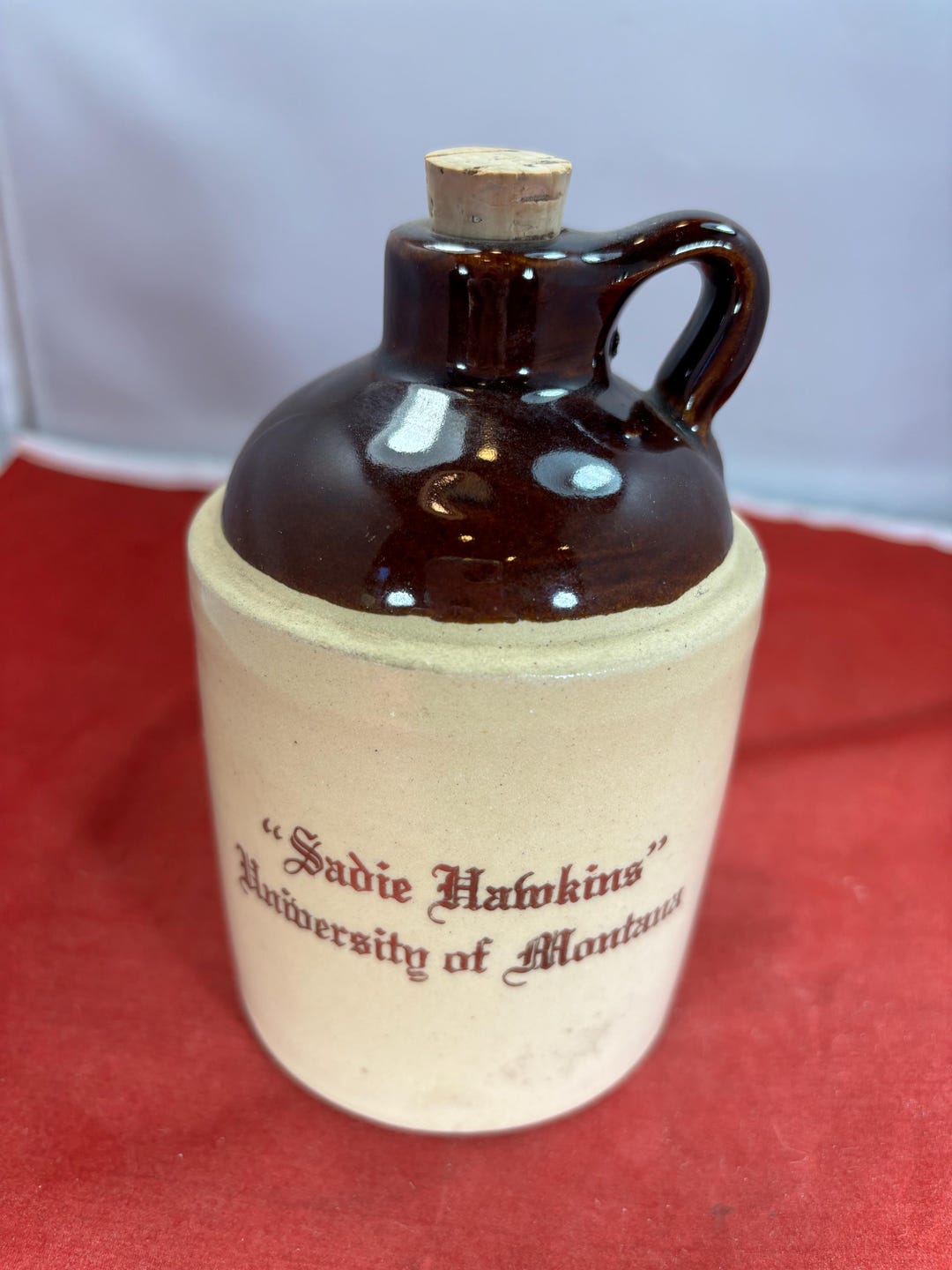Vintage-crock-beige-brown-stoneware-jug-home Decor-cork-sadie Hawkins ...
