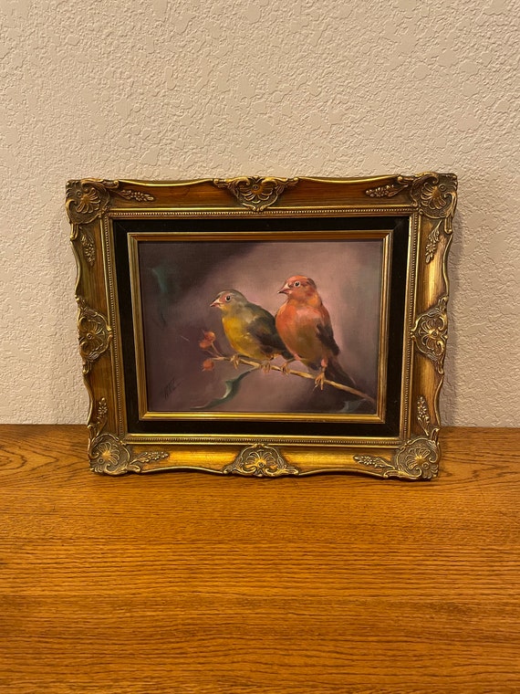 Vintage-picture-birds-framed-signed-wall Decor-home Decor - Etsy