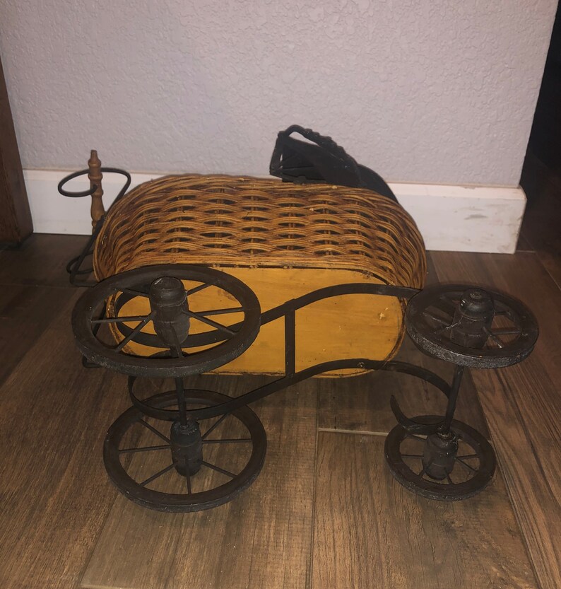 Vintage-children's Buggy-stroller-wood Basket-black - Etsy