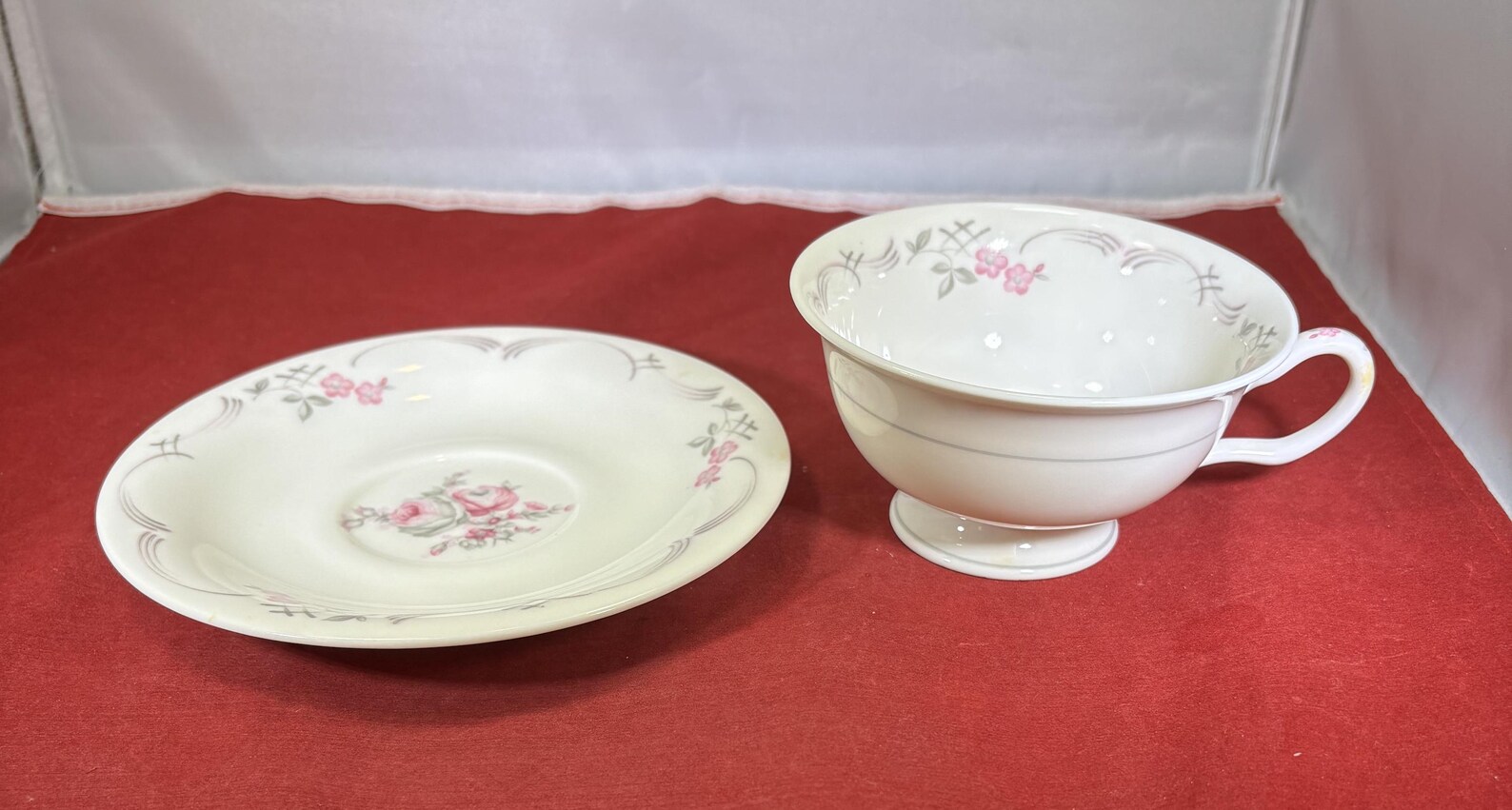 Vintage-teacup and Saucer-castleton-china-belrose-flowers-serving Ware ...