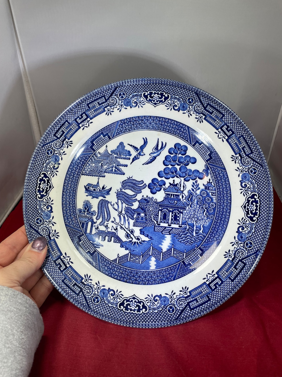 Vintage-1-plate-blue and White-churchill-england-willow-home Decor ...