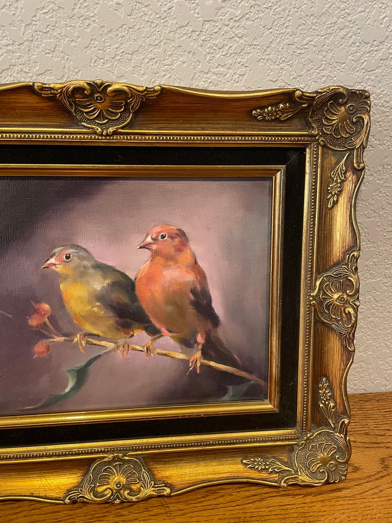 Vintage-picture-birds-framed-signed-wall Decor-home Decor - Etsy