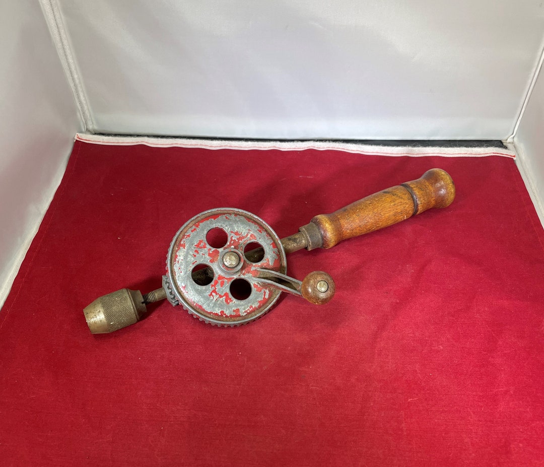 Vintage-wood Handle-hand Drill-primitive Decor-tool - Etsy